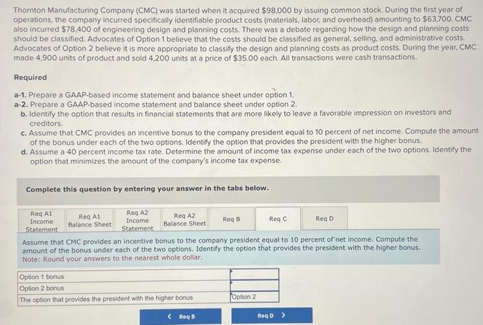Solved a-1. Prepare a GAAP-based income statement and | Chegg.com