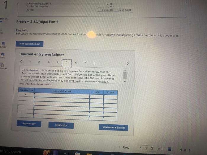 Solved Required information Problem 3-3A (Algo) Preparing | Chegg.com