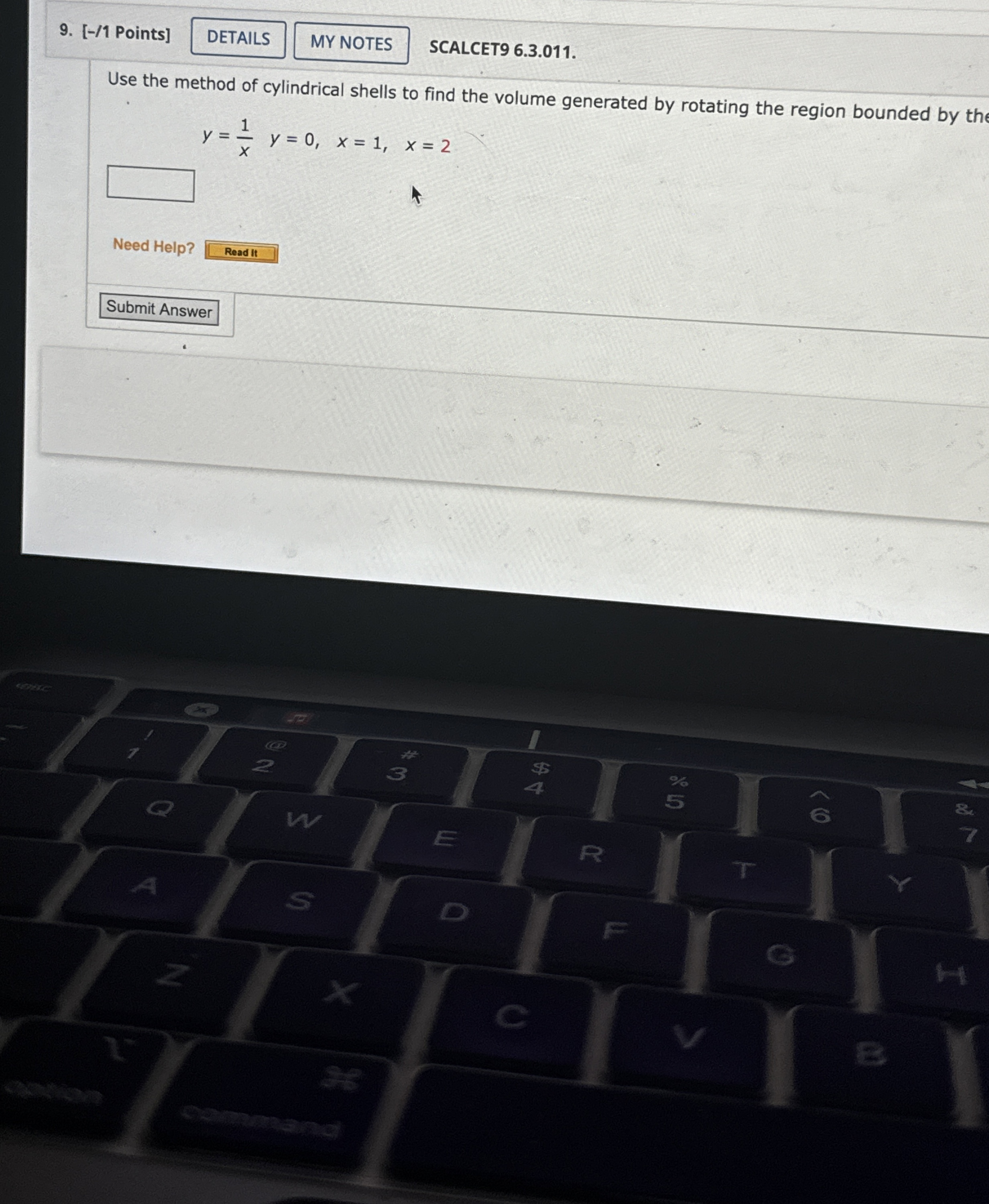 Solved [-/1 ﻿Points]SCALCET9 6.3.011.Use the method of | Chegg.com