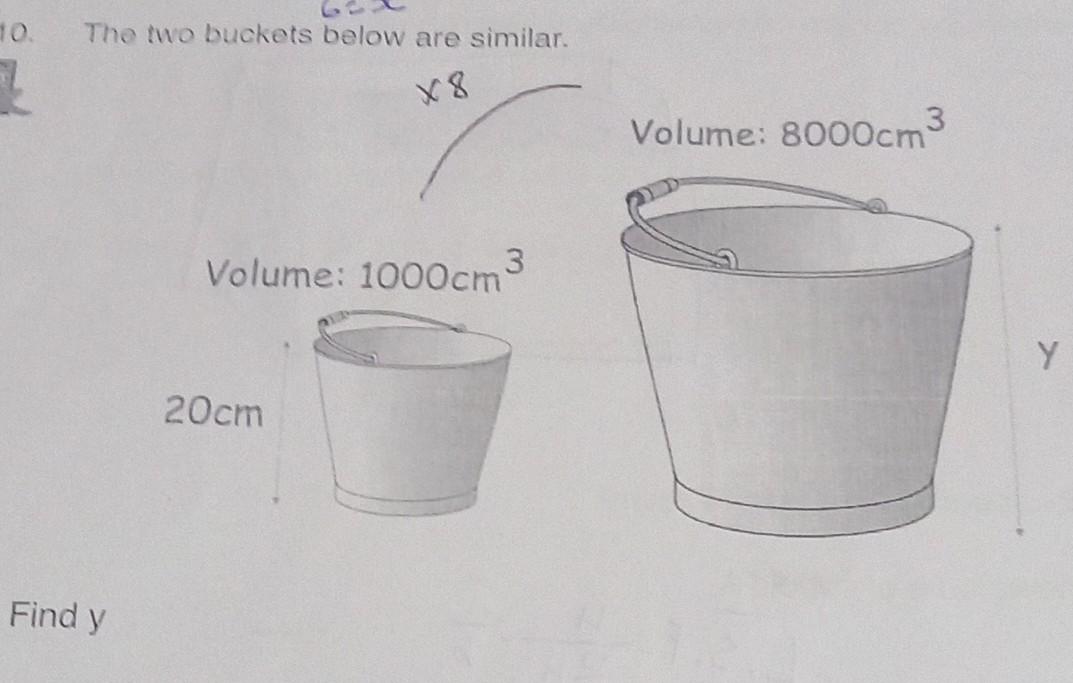 Solved The two buckets below are similar. Volume: 8000 cm3 | Chegg.com