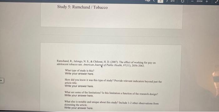 Study Design Activity - Review each study and | Chegg.com