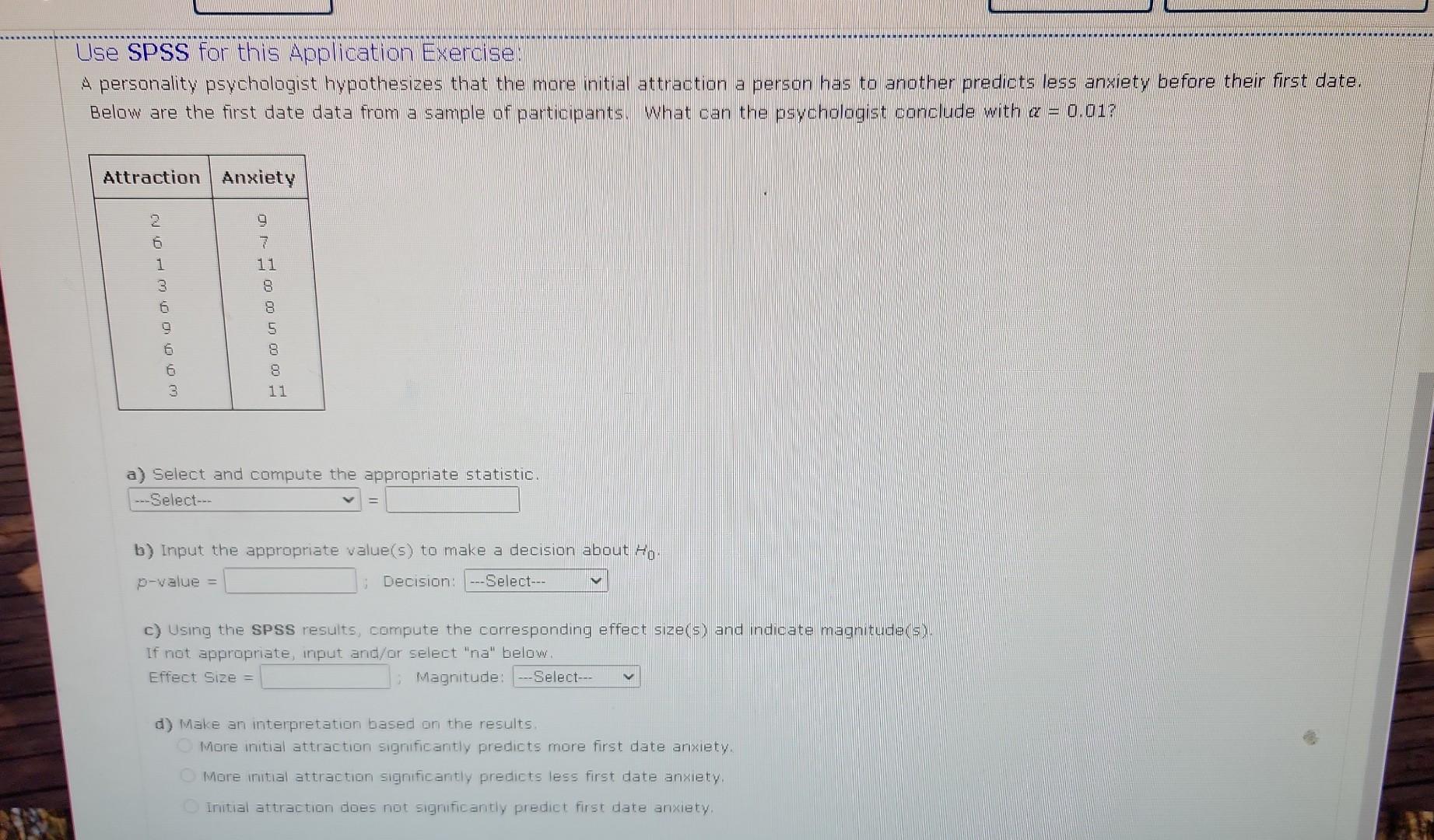 Solved Use SPSS for this Application Exercise: A personality | Chegg.com