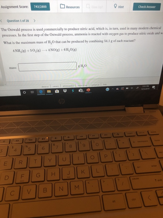 Solved Assignment Score: 743/2800 Resources Hint Check | Chegg.com