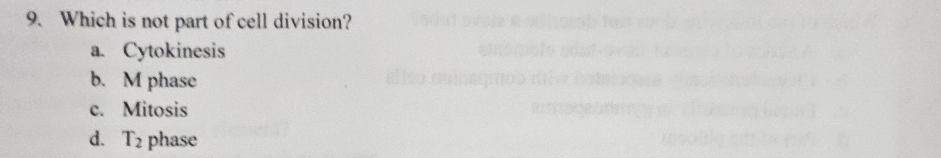 Solved Which is not part of cell division? a. ﻿Cytokinesis | Chegg.com