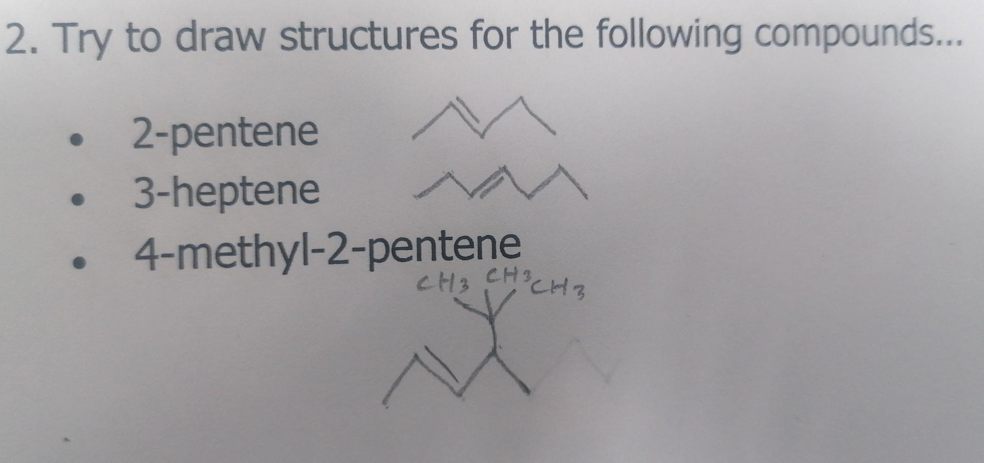 Solved 2. Try to draw structures for the following | Chegg.com