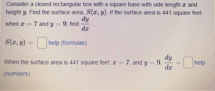 Solved Consider a closed rectangular box with a square base | Chegg.com