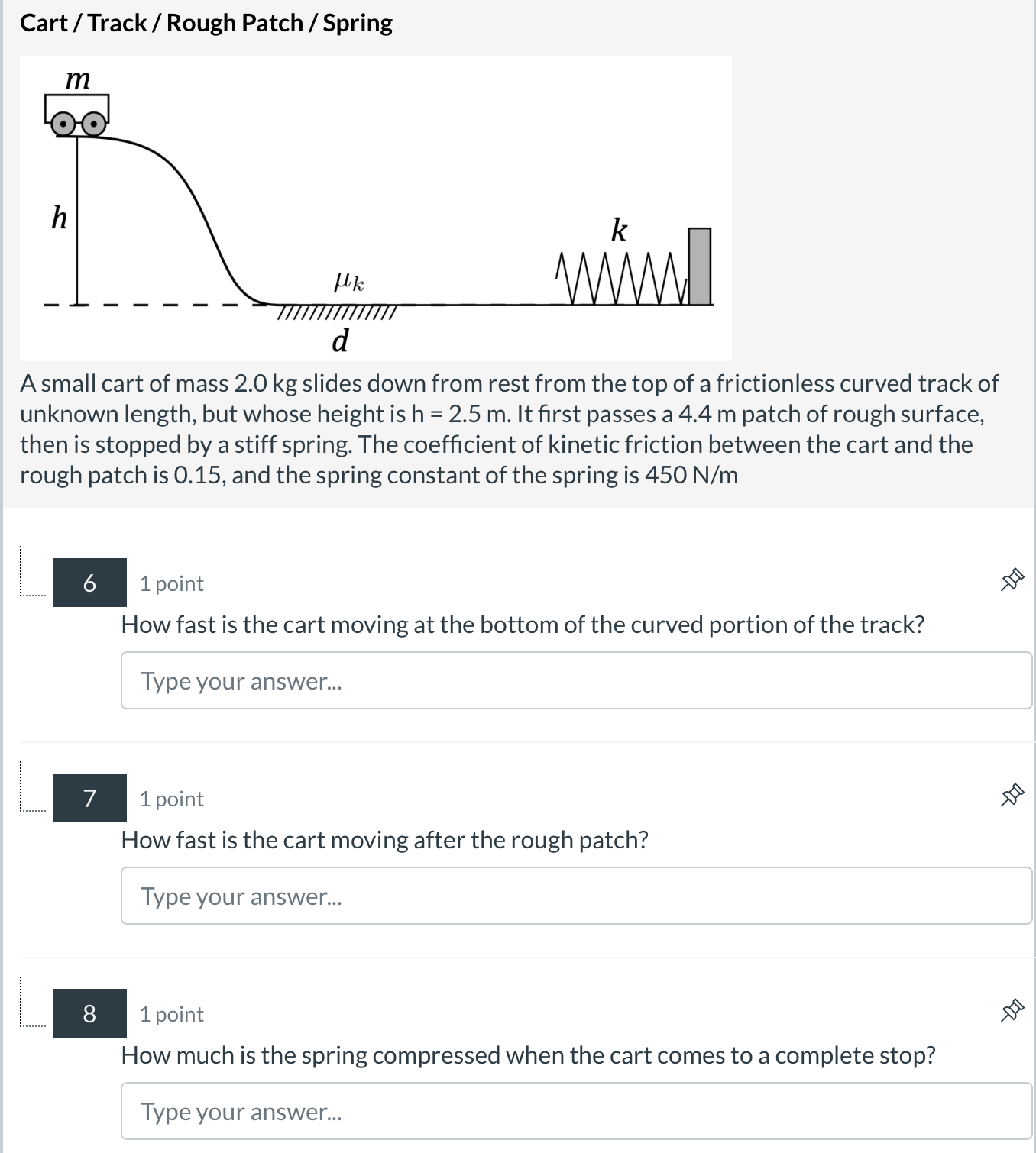 Solved Cart / ﻿Track / ﻿Rough Patch / ﻿SnringA small cart of | Chegg.com