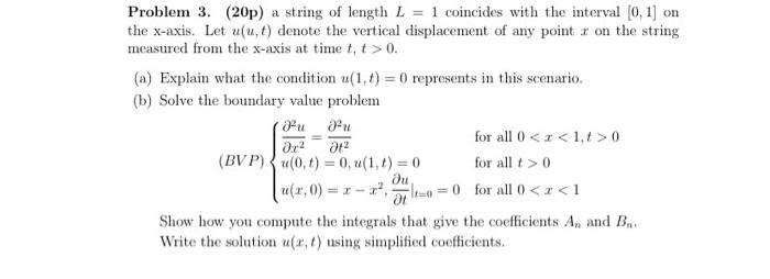 Solved Problem 3. (20p) a string of length L = 1 coincides | Chegg.com