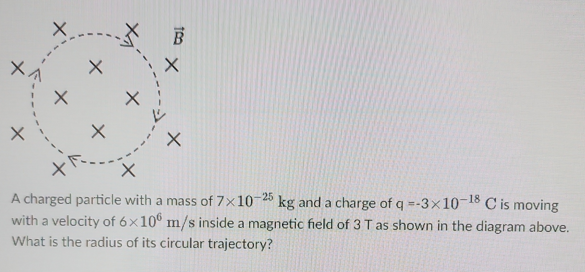 Solved A charged particle with a mass of 7×10-25kg ﻿and a | Chegg.com