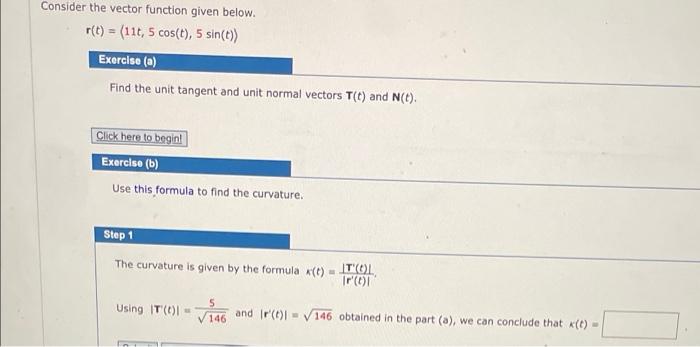 Solved Consider the vector function given below. r(t) = | Chegg.com