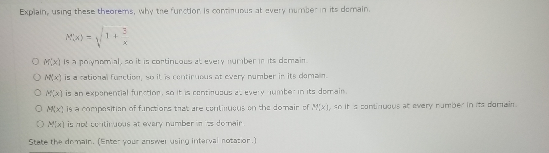 Solved Explain, using these theorems, why the function is | Chegg.com