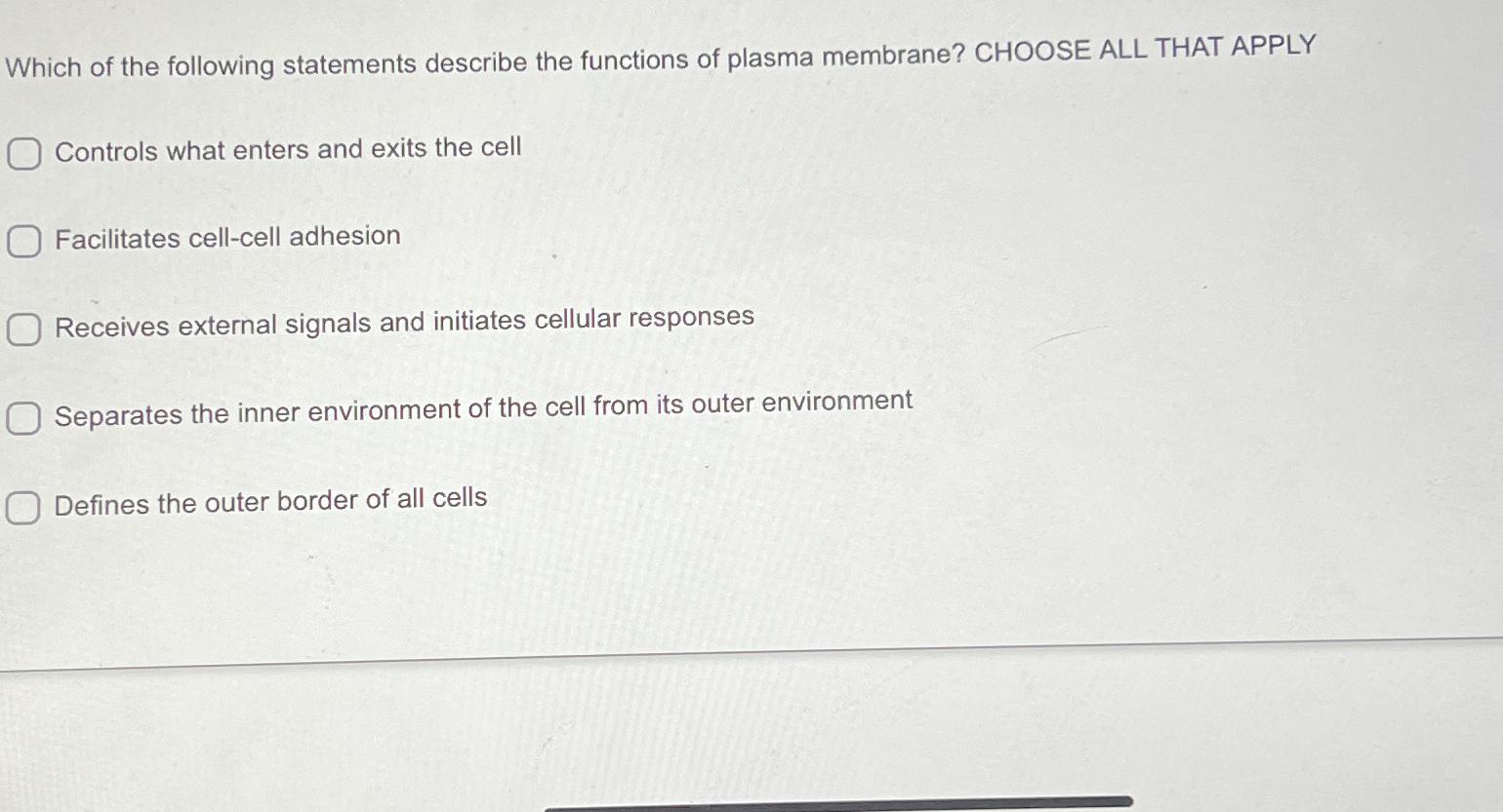 Solved Which of the following statements describe the | Chegg.com