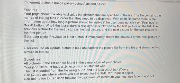 Solved Implement a simple Image gallery using Ajax and | Chegg.com Solved Implement a simple Image gallery using Ajax and | Chegg.com
