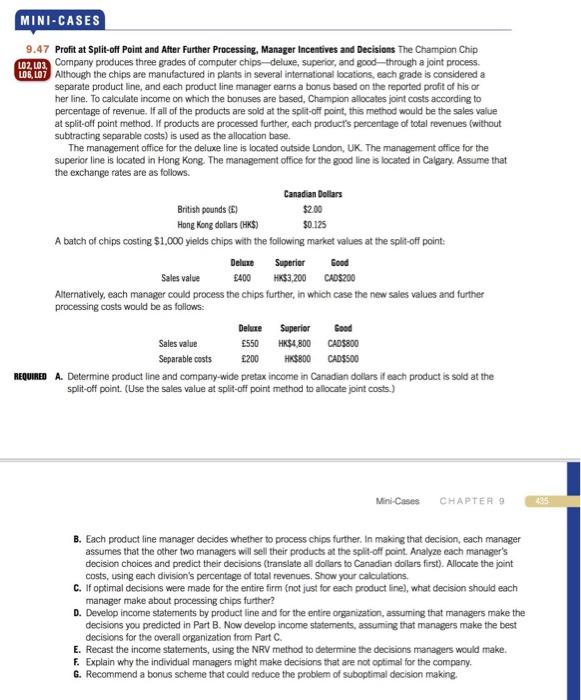 9.47 Profit at Split-off Point and After Further | Chegg.com