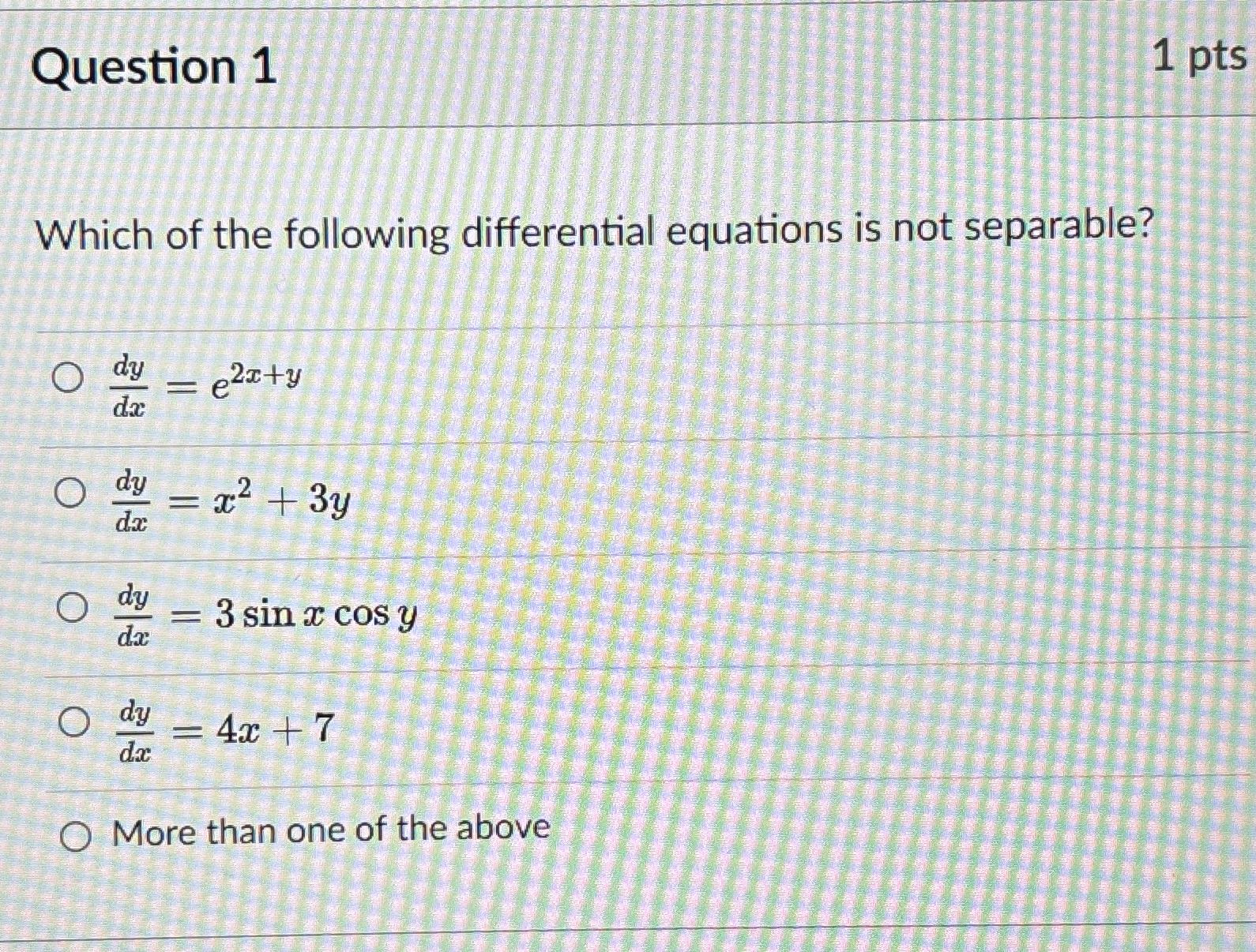 Solved Question 11 ﻿ptsWhich of the following differential | Chegg.com