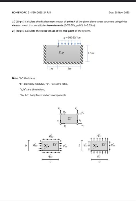 Solved 1-) ( 60 pts) Calculate the displacement vector of | Chegg.com