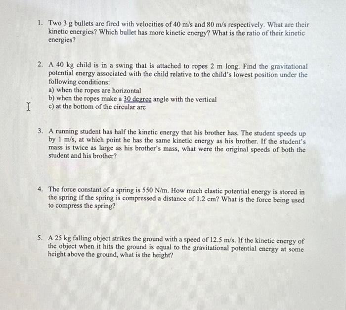 Solved 1. Two 3 g bullets are fired with velocities of 40 | Chegg.com