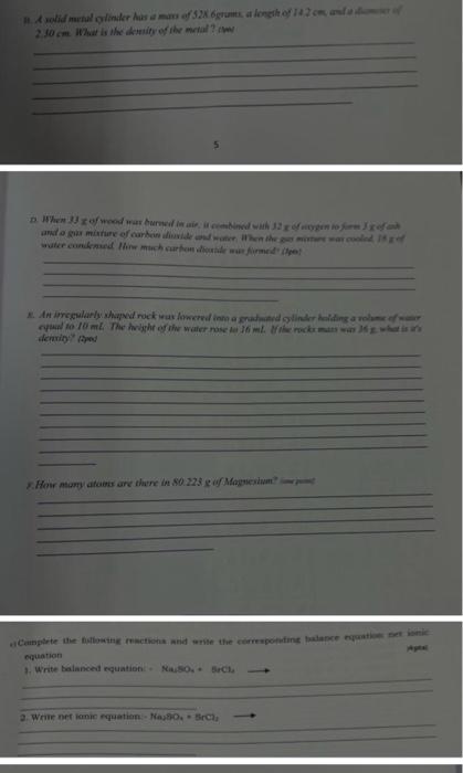 240 cm. What is the dinity of its mrrat ? in demich | Chegg.com