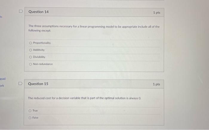 Solved The three assumptions necessary for a linear | Chegg.com