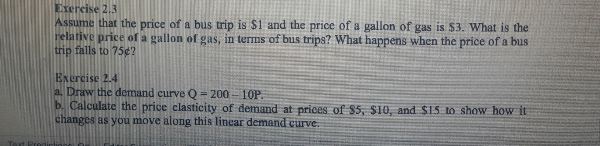 Solved Exercise 2.3Assume that the price of a bus trip is $1 | Chegg.com
