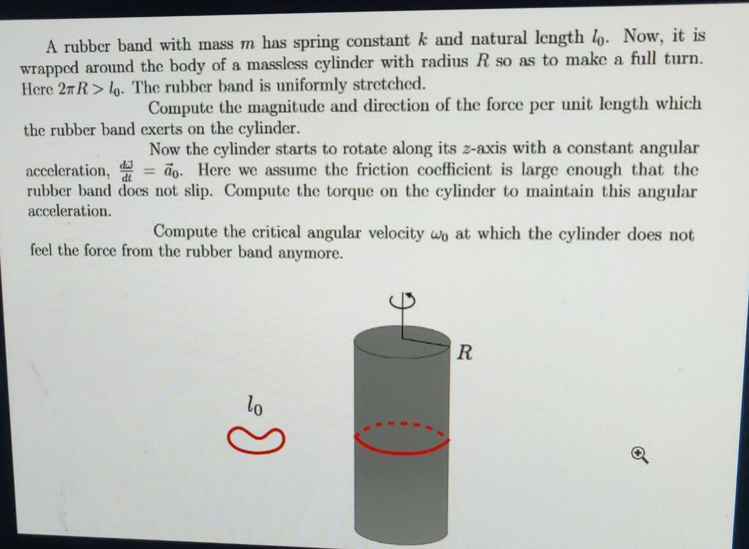 Solved A rubber band with mass m has spring constant k and | Chegg.com