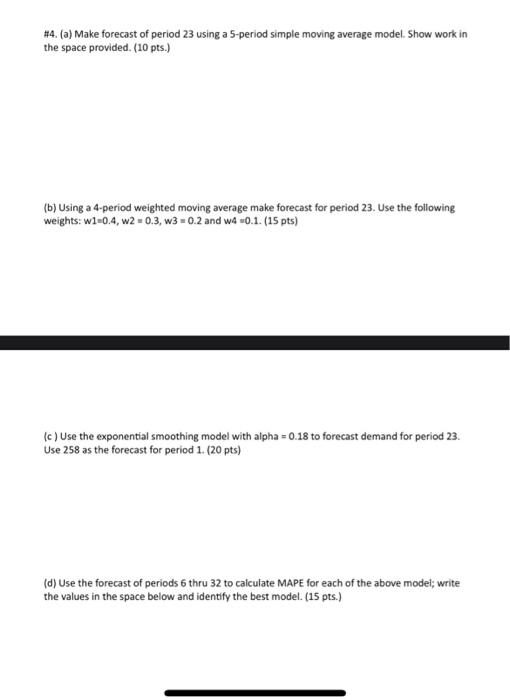 Solved H4. (a) Make forecast of period 23 using a 5-period | Chegg.com
