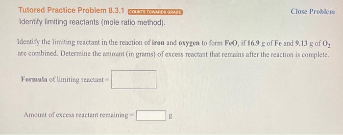 Solved Tutored Practice Problem 8.3.1 COUNTS TOWARDS GRADE | Chegg.com