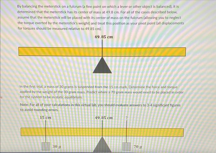 Solved By balancing the meterstick on a fulcrum (a fine | Chegg.com