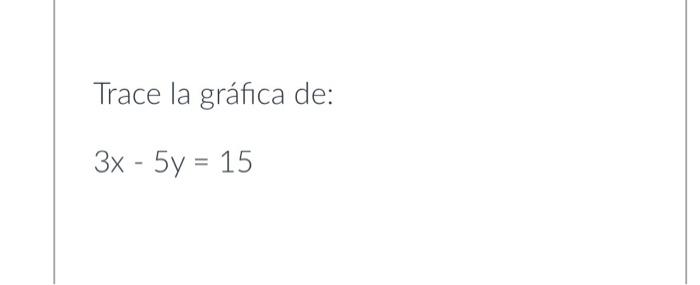 Solved Trace la gráfica de: 3x−5y=15 | Chegg.com