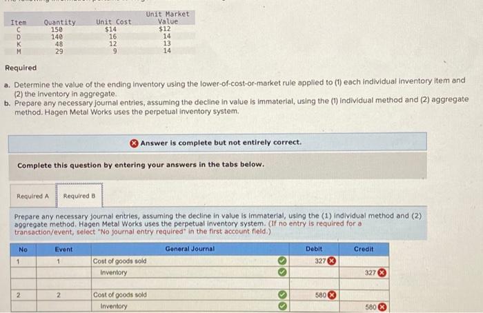 Solved a. Determine the value of the ending inventory using | Chegg.com
