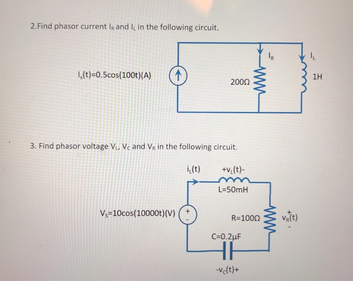 Solved 2.Find phasor current IR and I in the following | Chegg.com
