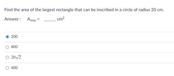 Solved Find the area of the largest rectangle that can be | Chegg.com