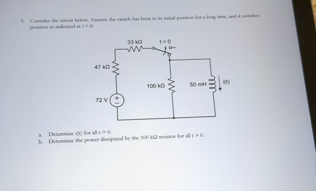 Consider the circuit below. Assume the switch has | Chegg.com