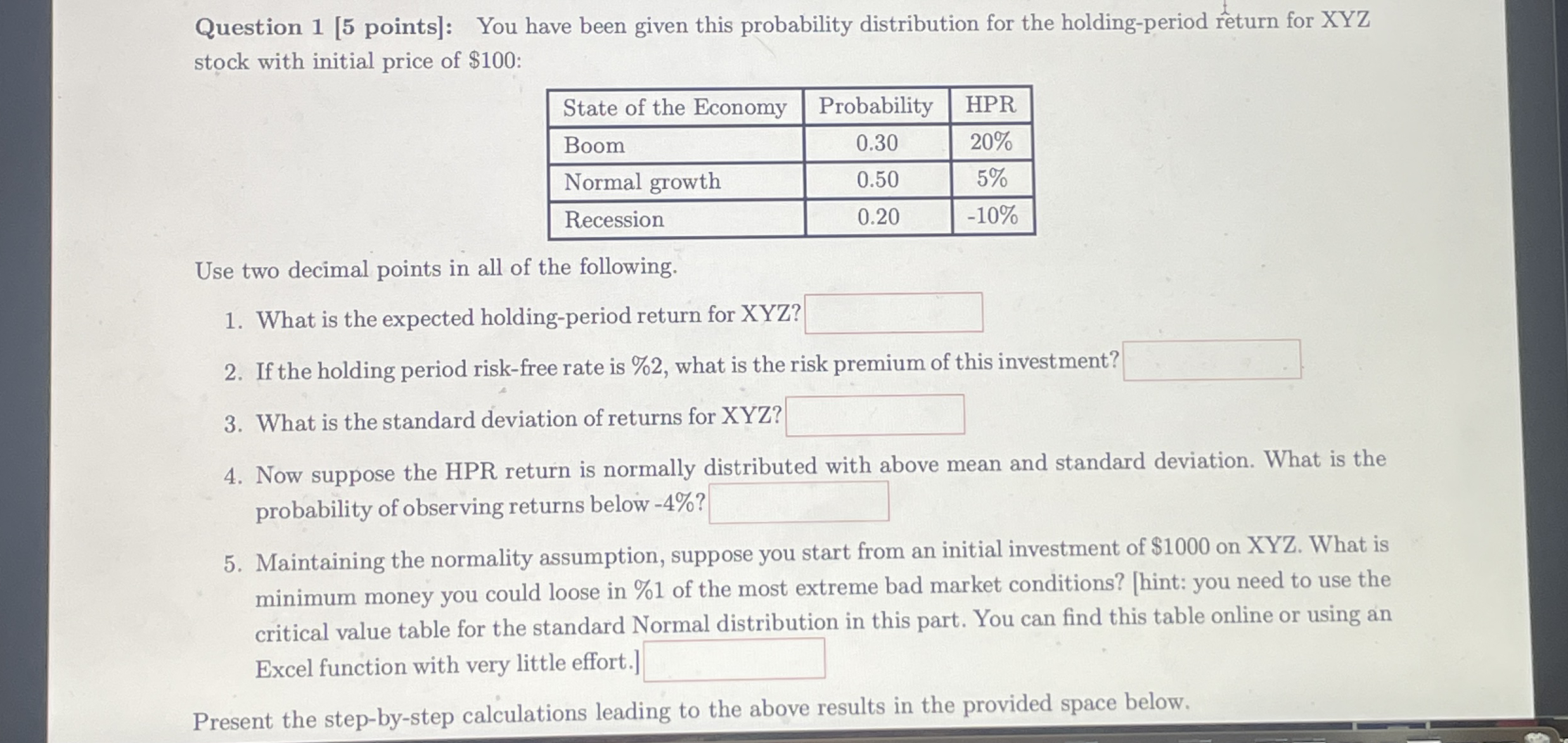 Solved Question 1 ﻿Please solve and show all work.[ 5 | Chegg.com