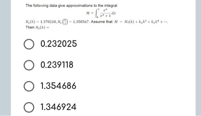 Solved The following data give approximations to the | Chegg.com