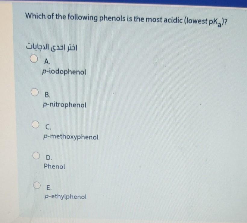 Solved Which of the following phenols is the most acidic | Chegg.com
