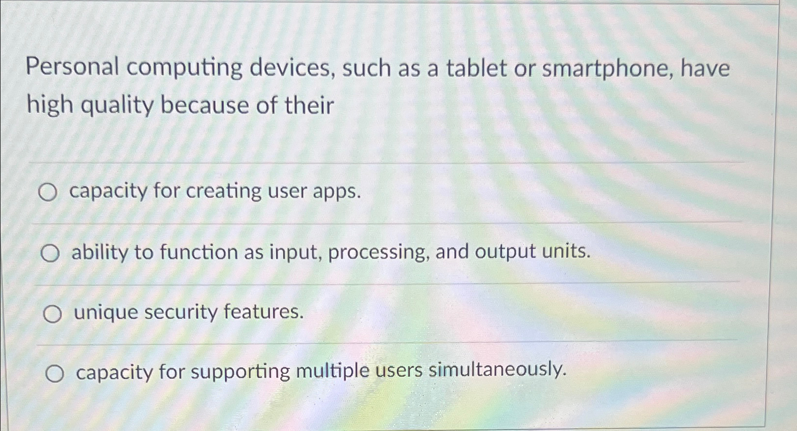 Solved Personal computing devices, such as a tablet or | Chegg.com