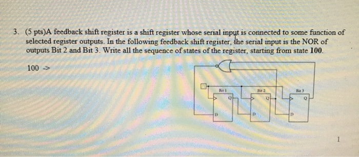 Solved 3. (5 pts)A feedback shift register is a shift | Chegg.com