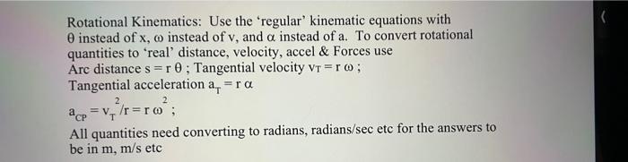 Solved Rotational Kinematics: Use the 'regular' kinematic | Chegg.com