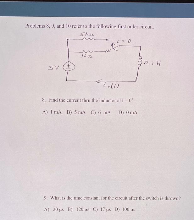 Solved Problems 8,9 , and 10 refer to the following first | Chegg.com