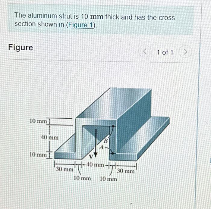 Solved The aluminum strut is 10 mm thick and has the cross | Chegg.com