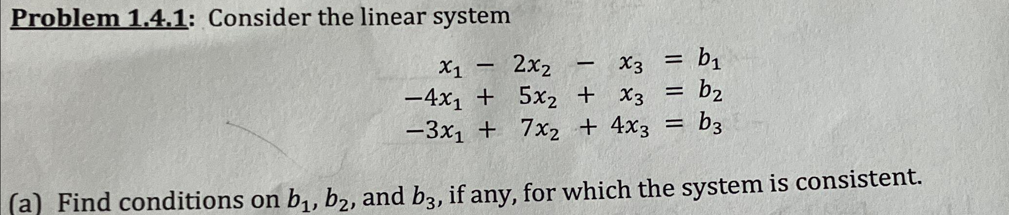 Solved Problem 1.4.1: Consider the linear | Chegg.com