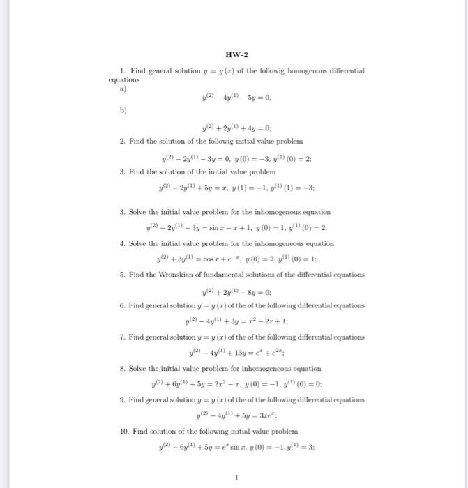 Solved 1. Find general solution y=y(x) of the followig | Chegg.com