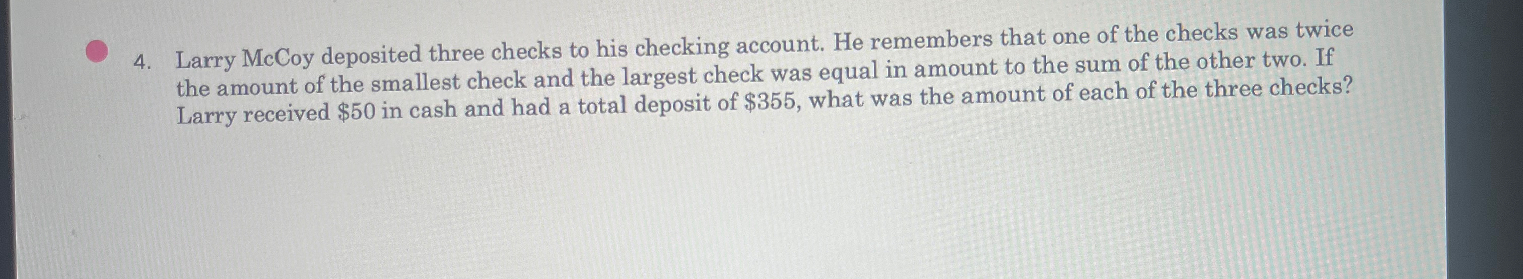 Solved Larry McCoy deposited three checks to his checking | Chegg.com
