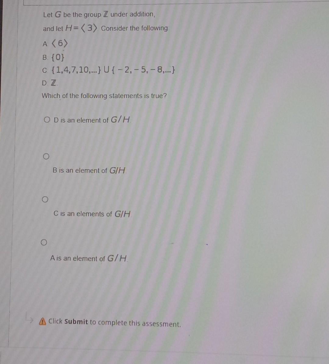 Solved Let G Be The Group Z Under Addition And Let H 3