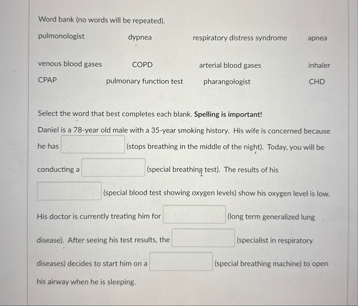 Solved Word bank (no words will be | Chegg.com