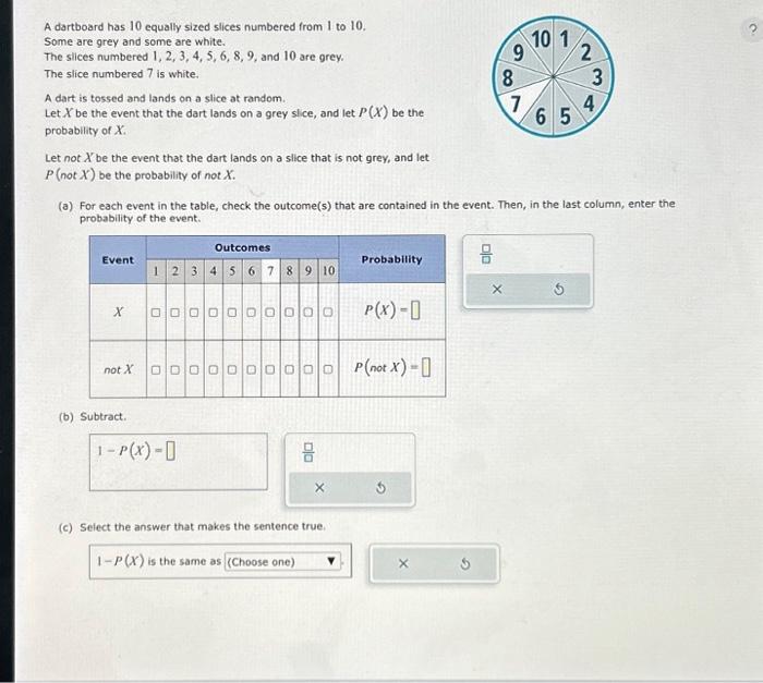 Solved A dartboard has 10 equally sized slices numbered from | Chegg.com