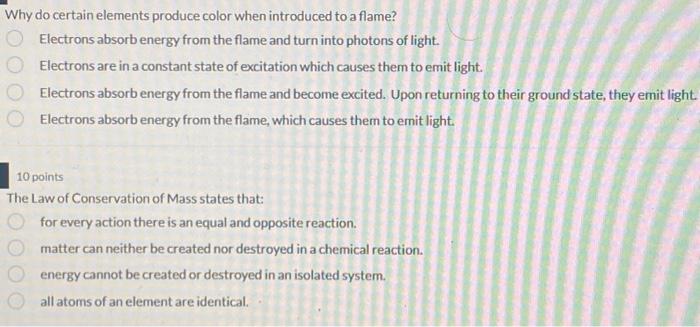 Solved Why do certain elements produce color when introduced | Chegg.com