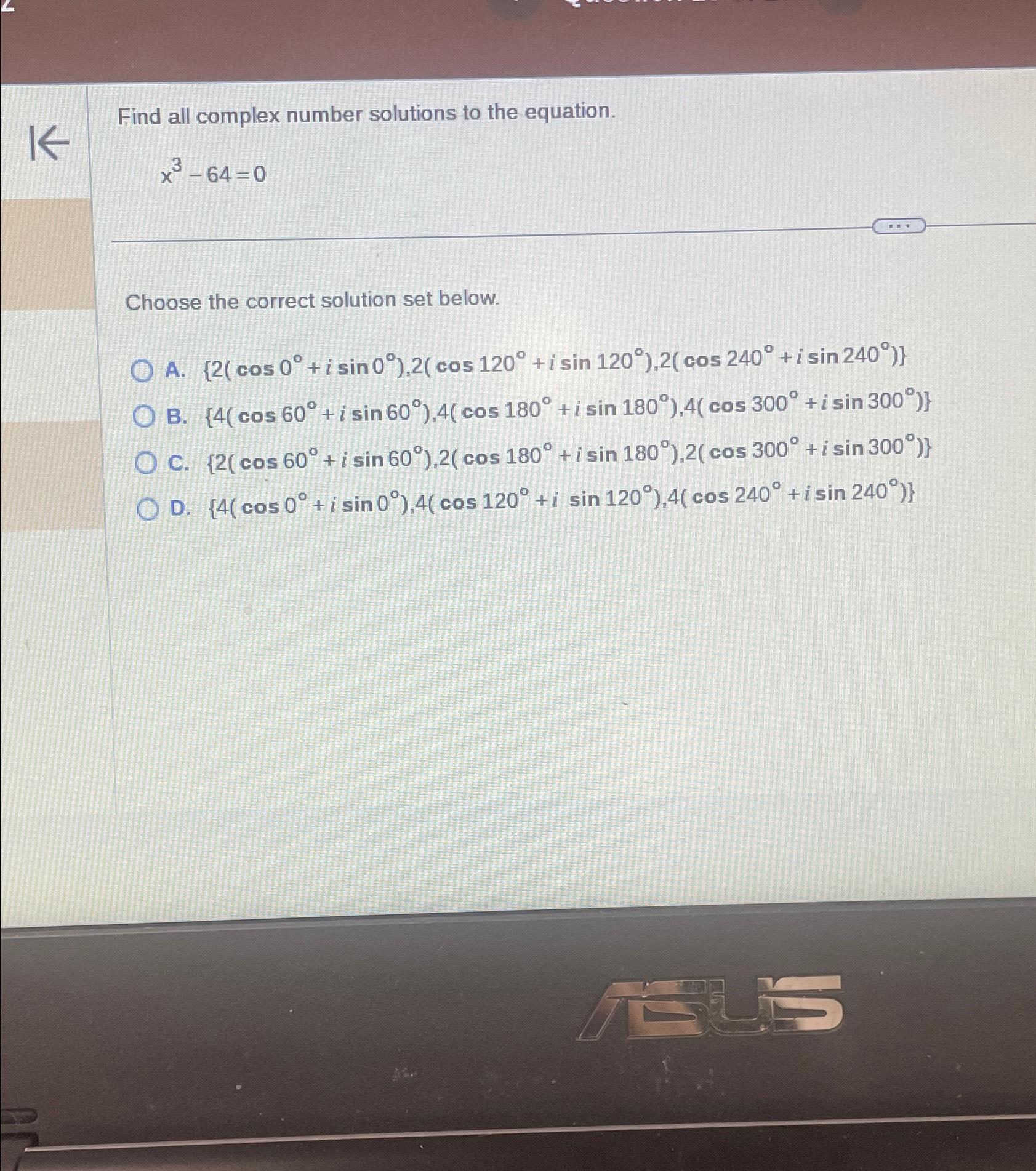 Solved Find all complex number solutions to the | Chegg.com