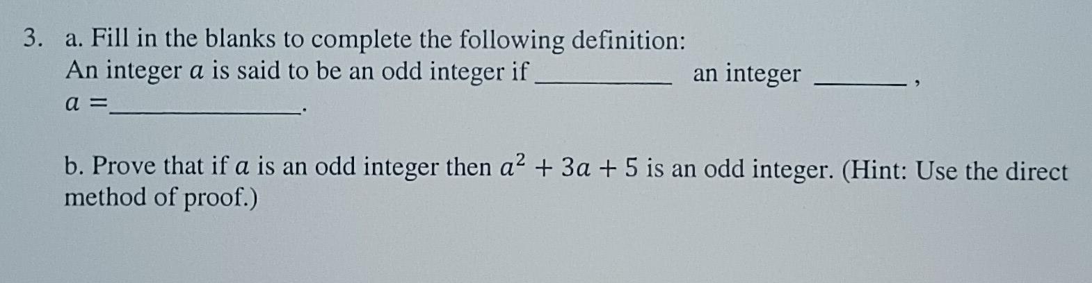 Solved 3. a. Fill in the blanks to complete the following | Chegg.com